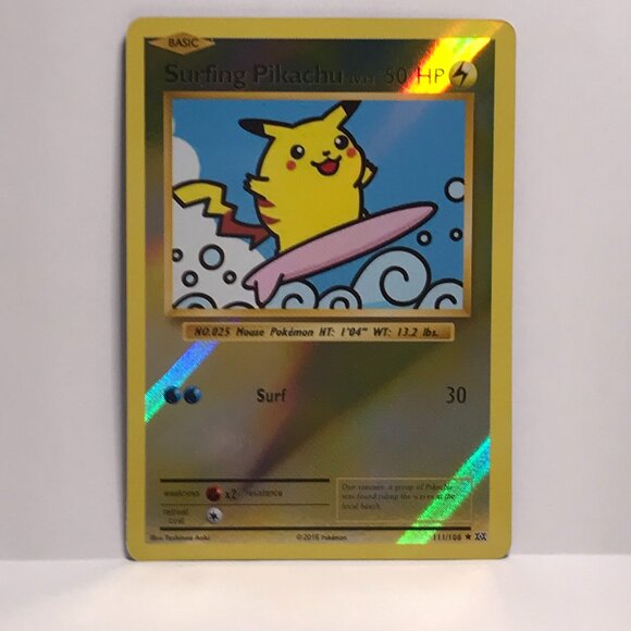 POKEMAN | Toys | Surfing Pikachu Secret Rare 1118 Holo Xy Evolutions ...